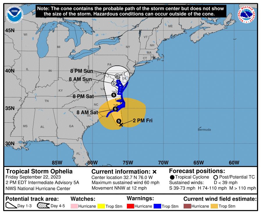 Tropical Storm 'Ophelia' Is Born - Heavy Rain, Flooding, Surge Are ...