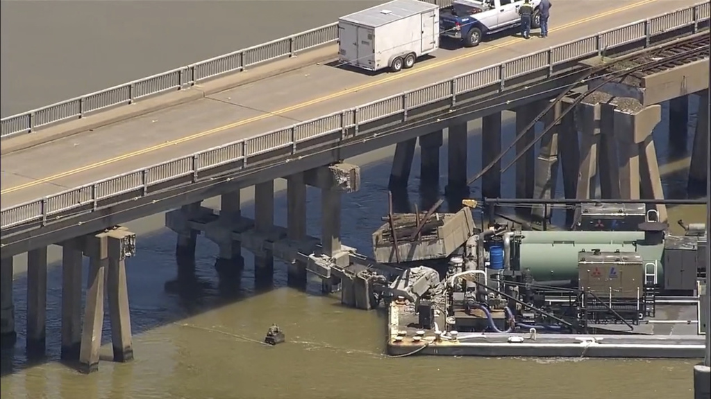 Barge Slams Into Bridge Connecting Galveston And Pelican Island ...